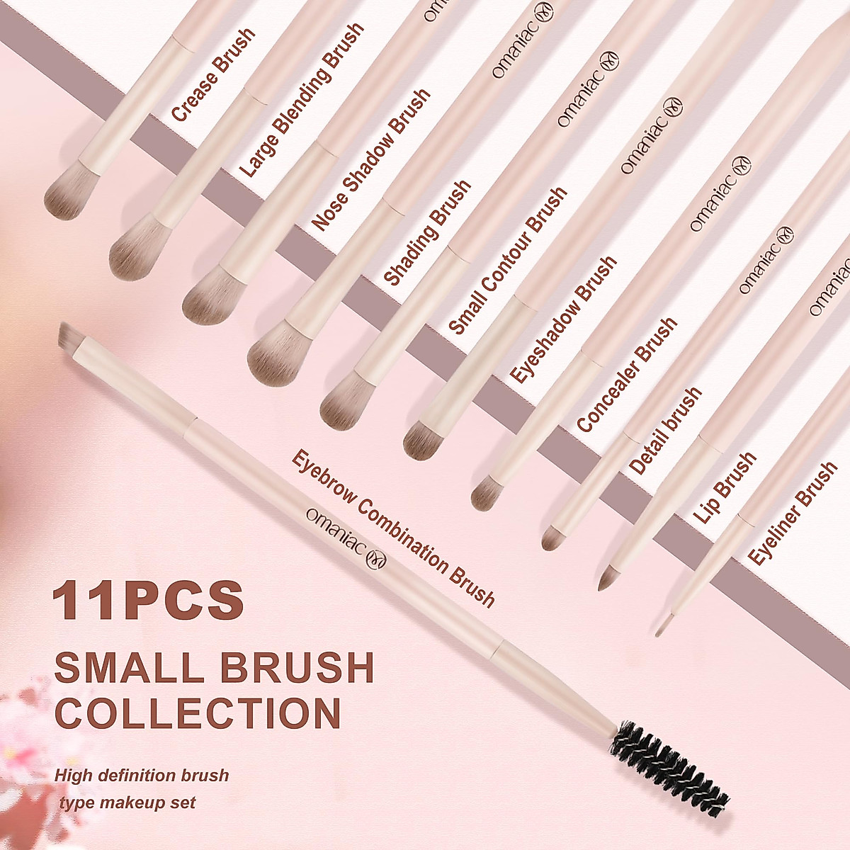 OMANIAC Makeup Brushes Set (15Pcs), Premium Synthetic Powder Concealers Eye Shadows Blush Professional Make Up Brushes Set, Perfect Birthday Gifts for Women.(Pink)