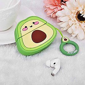 AIRSPO Case Compatible with Airpods Pro Cute Cartoon Airpod Case for Kids Girls Teens Boys Fashion Soft Silicone Character Protective Skin for AirPods Pro Carrying Case (Avocado)