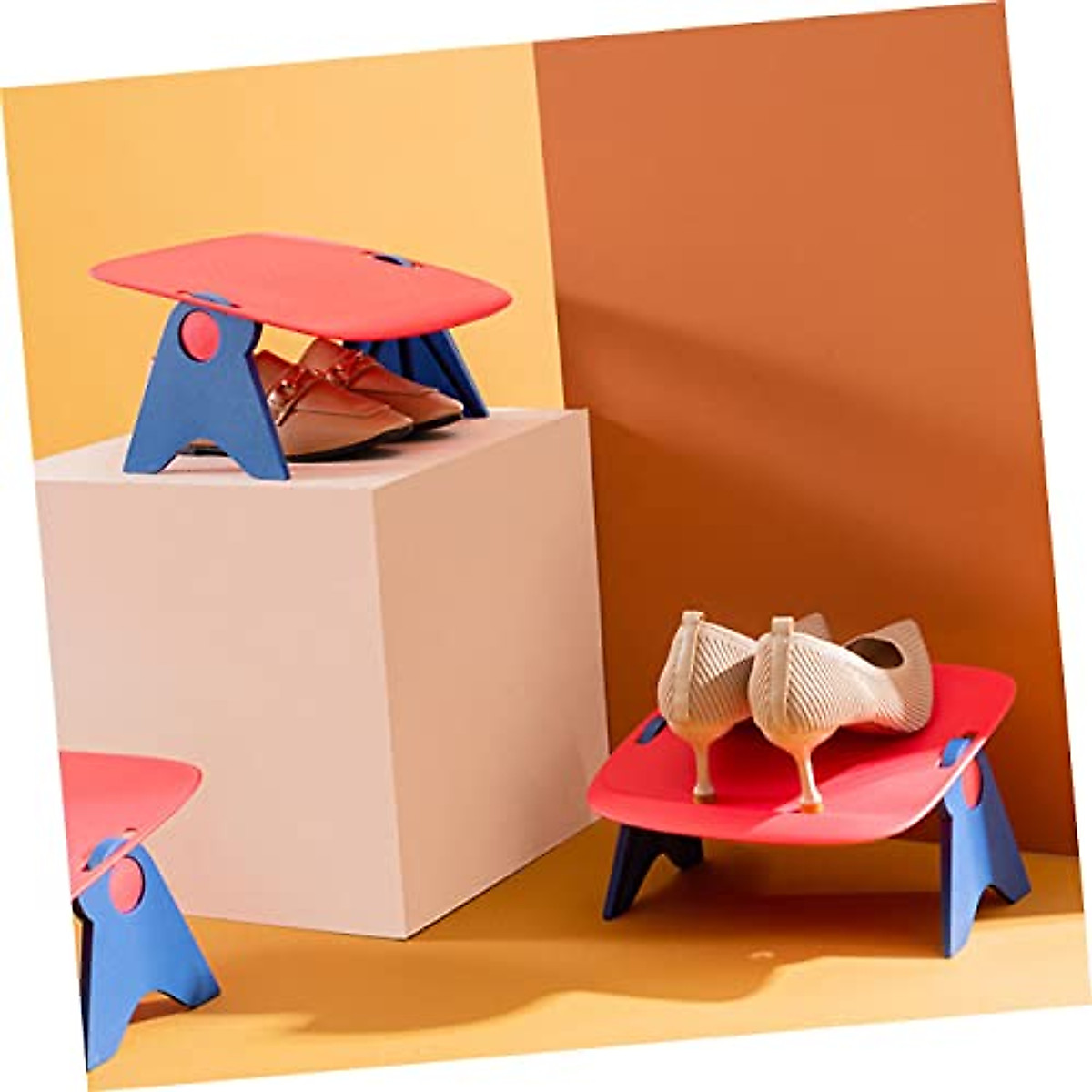 Zerodeko 1 PC No Detachable Simple Organization Shelf Creative Organizer Shoes Home Space-Saving Require Storage Thickened Blue Saver Stacker Space for Stand Holder Red Assembly