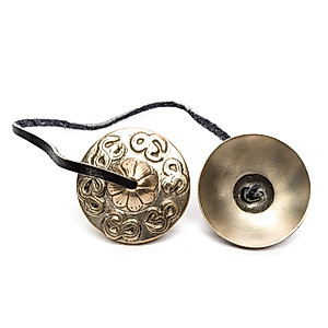 Lamatar1 Buddhist Tingsha Symbols- 2 Inch Mini Size With Blue Cotton Zip-Up Case Bag -Hand Made From Nepal- For Sound Therapy, Cleansing, Reiki & Meditations
