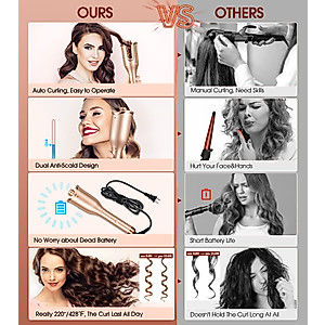 Automatic Curling Iron, Professional Anti-Tangle Automatic Hair Curler with 1" Curling Iron Large Slot & 4 Temperature & 3 Timer, Dual Voltage Rotating Curling Iron with Auto Shut-Off for Hair Styling