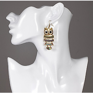CUTIEJEWELRY Owl Bird For Women Ladies Jewelry Dangle Earrings (Owl) 4 PAIRS