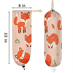 Casual Fox Plastic Bag Holder Wall Mount Grocery Bag Holder Reusable Trash Bag Organizer Washable Large Grocery Bag Storage Dispenser ​for Kitchen Pantry