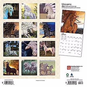Unicorns 2022 12 x 12 Inch Monthly Square Wall Calendar with Foil Stamped Cover, Ancient Legends Myths Equestrian