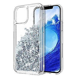 WORLDMOM Compatible with iPhone 13 Mini Case,Clear Bling Flowing Liquid Floating Sparkle Colorful Glitter Waterfall TPU Protective Phone Case Compatible with iPhone 13 Mini [5.4 Inch 2021], Silver