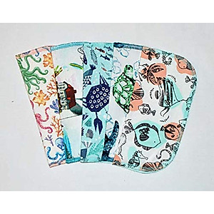 2 Ply Printed Flannel 8x8 Inches Set of 5 Sea Lovers