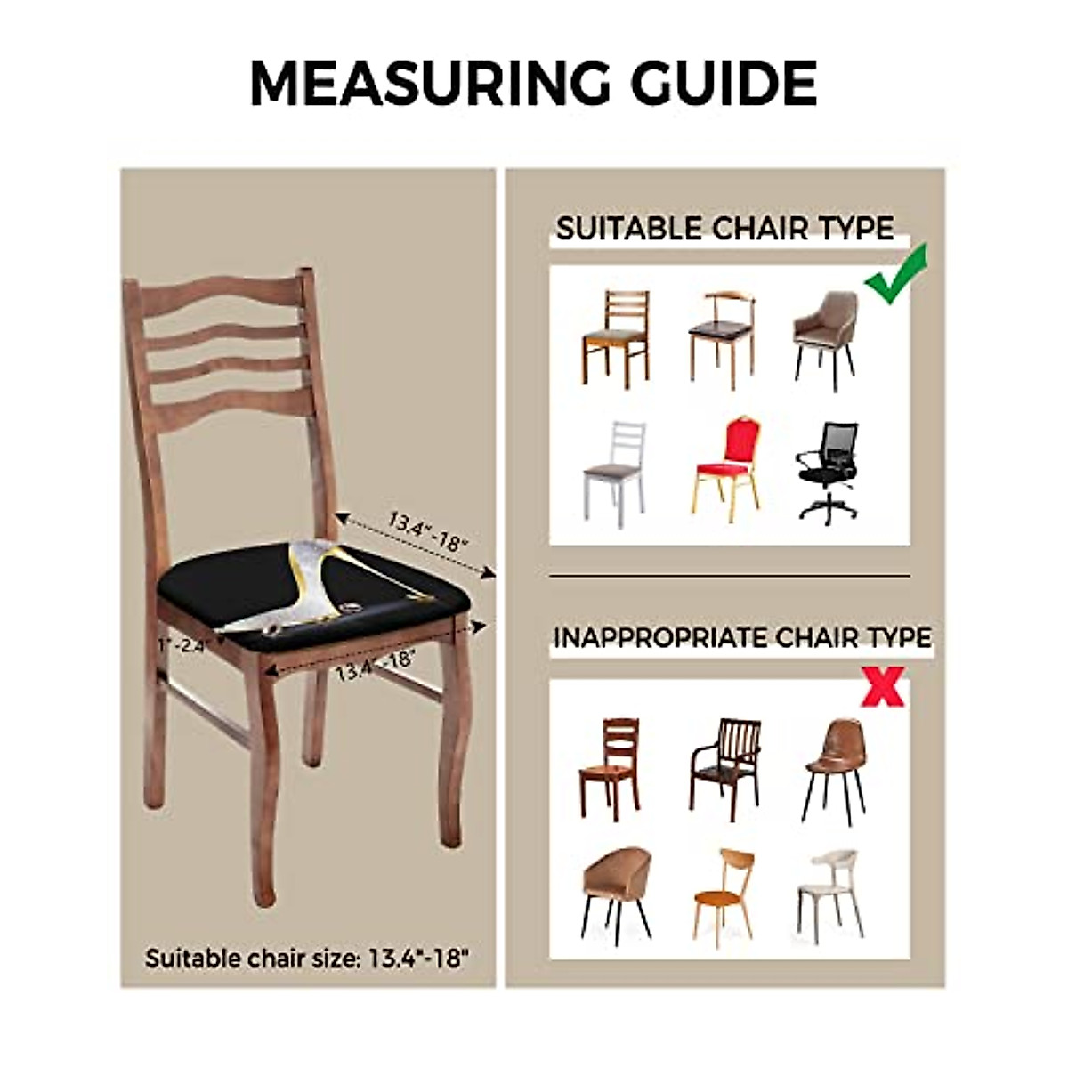 Savannan Dining Room Chair Seat Covers, Sexy Diamond High Heels White Golden Black Removable Stretch Chair Seat Cushion Slipcovers Protector for Holiday Party Festival Decoration, Set of 2