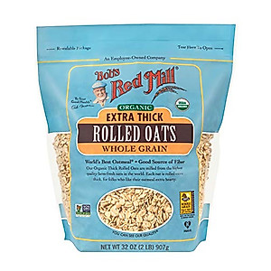 Bob's Red Mill Organic Extra Thick Rolled Oats, 32-ounce (Pack of 4)