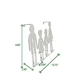 Mind Reader Over-The-Door 8 Hook Organizer Rack with Family Design For Coat, Towel, Bag, Robe, Clothing, Chrome