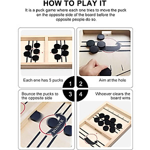 Fast Sling Puck Game, Slingshot Games Toy, Larger Wooden Hockey Game Sling Puck, Super Winner Board Games Toys for Adults, Kids, Parent-Child Interactive Chess Toy Board Table Game