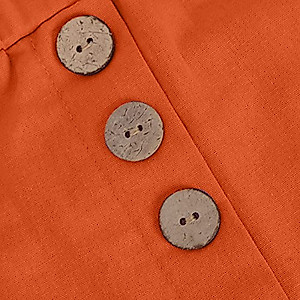 Crop Pants for Women Cotton Linen Pants Summer Casual High Waisted Button Capris Regular Fit Solid Lounge Cropped Pant