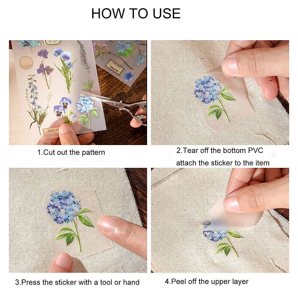 2 Sheets Vintage Rub on Transfer Flower Leaves Stickers 2 Sheet Linen, Clear Rub on Transfer Floral Stickers Decals for Wood Crafts Wine Glass Fabric Scrapbooking Furniture Journaling Cloth(Purple)