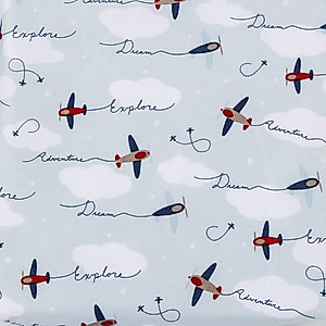 Sammy & Lou Adventure Awaits Air Traveler Breathable 3-Piece Baby Nursery Crib Bedding Set, Includes Quilt, Fitted Crib Sheet, and Crib Skirt