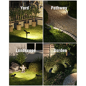 SUPERDANNY Solar Spot Lights Outdoor, 180° Adjustable Solar Lights for Outside Garden, 4 Modes 3000K/6000K, IP65 Waterproof, LED Solar Powered Landscape Lighting for Yard, Pathway, 2 Pack