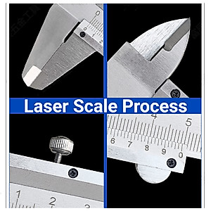 Carbon Steel Vernier Caliper,150mm 0.02mm Resolution Metal Micrometer Gauge,Length Depth Thickness Inner and Outer Diameter Measure Tool
