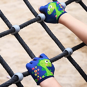 Boys and Girls Bike Gloves for Balance and Pedal Bicycles for Kids Age 3-10 Half-Finger Cycling Riding Scooter Gloves (Blue, XS(3-4years))