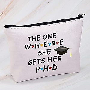 MBMSO Phd Graduation Gifts Makeup Bag the one Where She Gets Her Gifts for Phd Students Phd Gifts for Women Doctorate Degree Gifts Cosmetics Bag Travel Pouch (PHD bag pink)