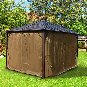 COZYVIDA Gazebo Privacy Curtains Sidewalls 4-Panels Universal Replacement for Patio, Outdoor Canopy, Garden and Backyard Khaki (Only 4 Pieces Curtain) (10' x 13')