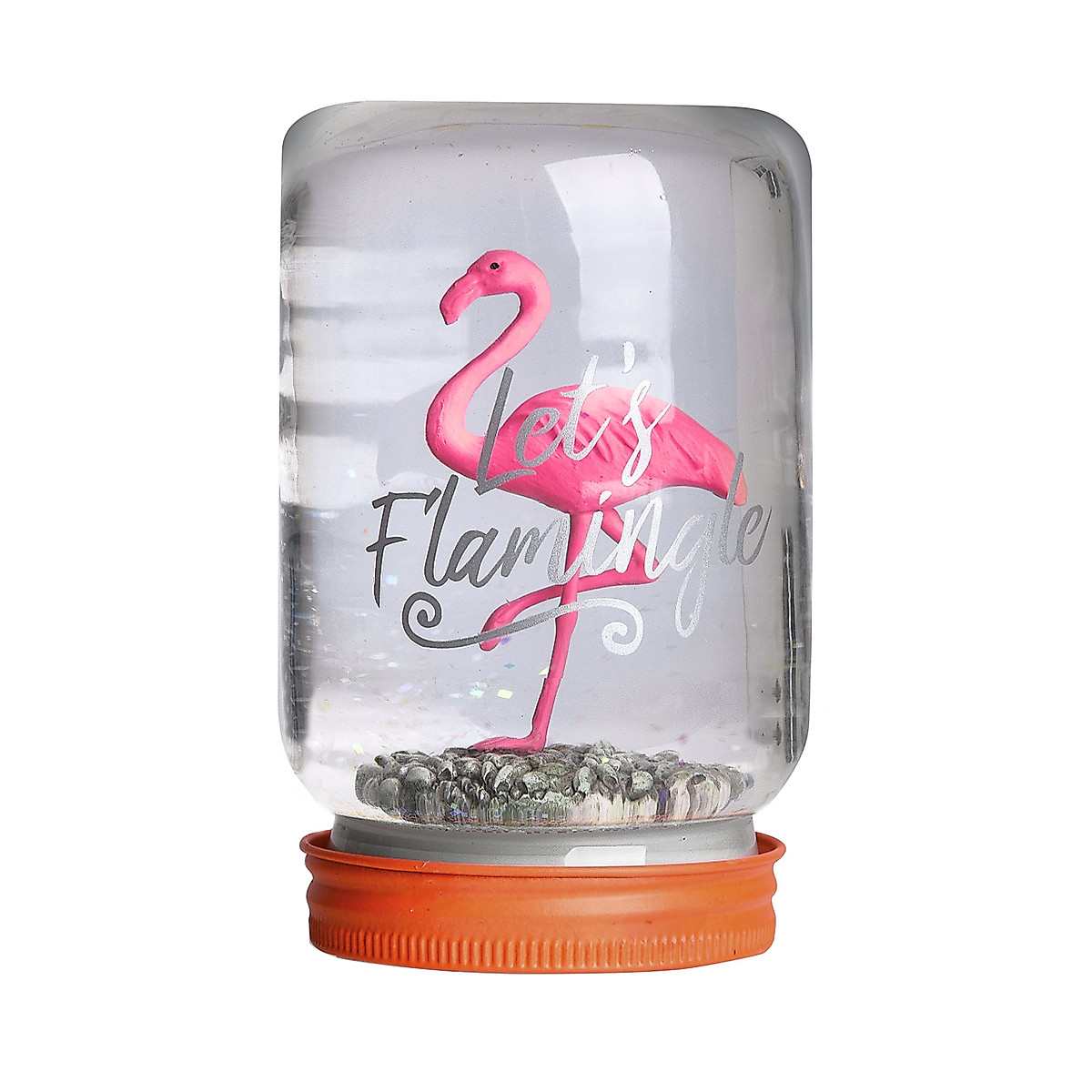 Pusher Jar Snowglobe Natale-Flamingo Ball, Pink, 8 x 8.5 x 13.5 cm
