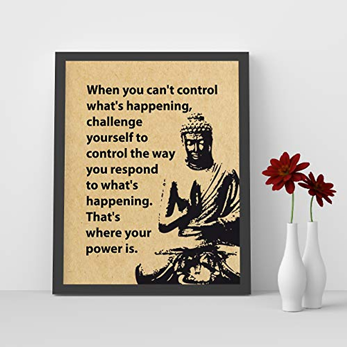 "Challenge Yourself to Control the Way You Respond" Spiritual Quotes Wall Art -8 x 10" Modern Inspirational Wall Print w/Buddha Image-Ready to Frame. Perfect Home-Studio-Office-Zen-Meditation Decor!