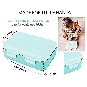 Stainless Steel Mini Lunch Box for Toddler Daycare, Baby Bento for Kids, Eco Metal Portion Sections Leakproof Lid, Pre-School Lunches and Snack Container Ages 3 and up (Soft Green)