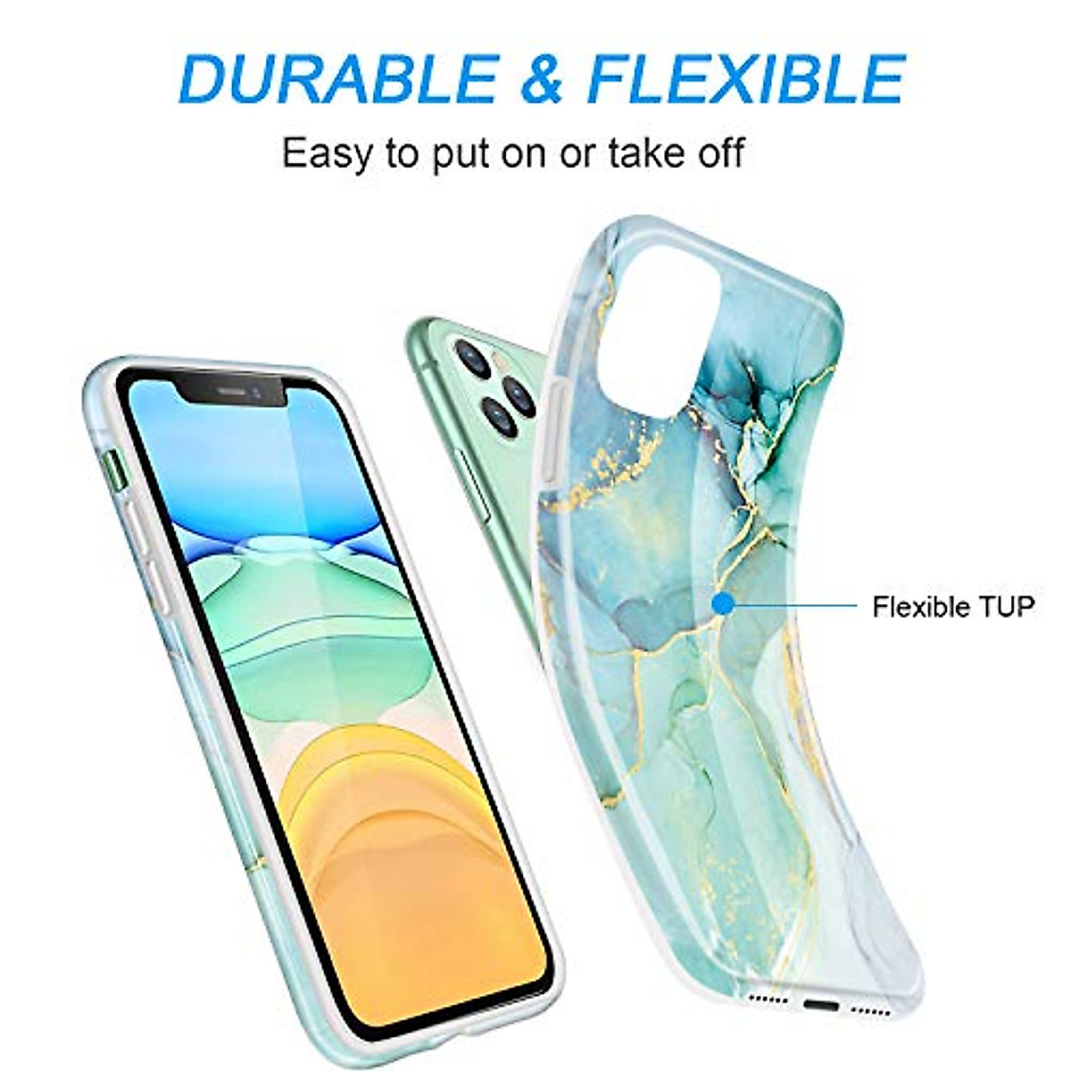 luolnh Compatible with iPhone 11 Pro Case,iPhone 11 Pro Marble Case,Marble Design Shockproof Flexible Soft Silicone Rubber TPU Bumper Cover Skin Case for iPhone 11 Pro 5.8 inch 2019 -Abstract Mint