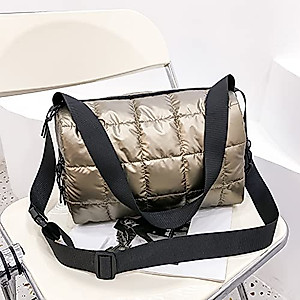 Quilted Crossbody Bag for Women Puffy Shoulder Bag Padded Puffer Messenger Bag Hobo Bag with Inner Pocket
