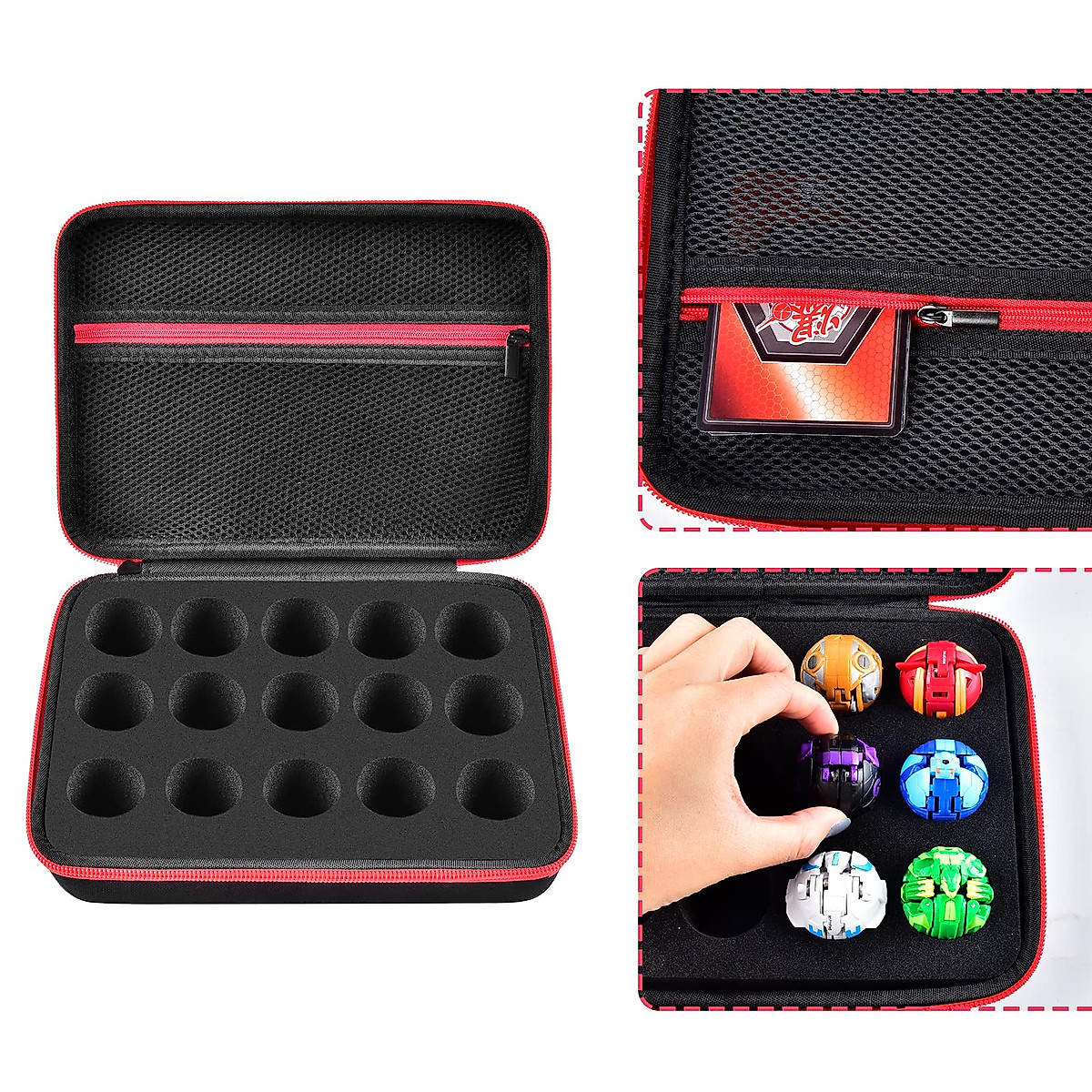 Toy Organizer Storage Case Compatible with Bakugan Figures, BakuCores and Armored Alliance, Geogan Rising Battle Action Figure, Mini Toys Container Holder Bakugons Box with Mesh Pocket (Bag Only)