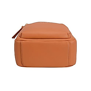 DAVID JONES Paris Women Fashion Rucksack Plain Solid Color Backpack - Cognac