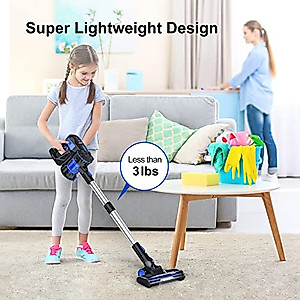 INSE Cordless Vacuum Cleaner, 6-in-1 Rechargeable Stick Vacuum Up to 45mins Runtime, Versatile Lightweight Cordless Vacuum with 2200mAh Battery, Quiet Vacuum Cleaner for Hard Floor Pet Hair Home Car