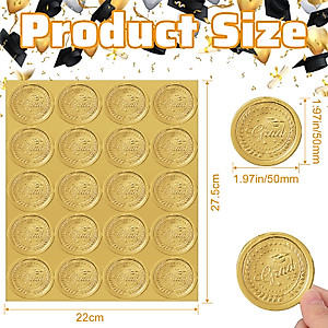 200 Pieces Embossed Graduation Cap Certificate Seals Gold Embossed Seals Grad Envelope Seal Stickers Foil Gold Certificate Stickers for Envelopes Diplomas Certificates Awards Graduation Invitation