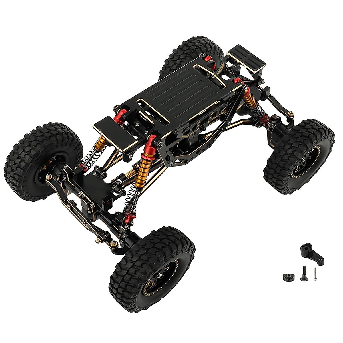 RZXYLRC Brass Assembled Car Chasiss Frame Kit with Axles Wheels Bumper (optional) for Axial 1/24 AX24 4WS XC Crawler Truck Model RC Car Upgrade Parts (with Wheels)