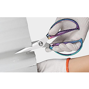 Jasni Fish pattern Powerful kitchen scissors professional Heavy Duty Multi-Purpose pretty Color rainbow Titanium Coating Forged Stainless Steel fish bones Shears Office Home scissors