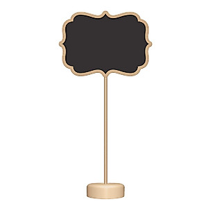 Amscan Charming Wooden Standing Chalkboard Signs - 3.5" x 6.5" (4 Pack) - Mini Tabletop Displays - Perfect for Rustic Events, Decor, and Messaging