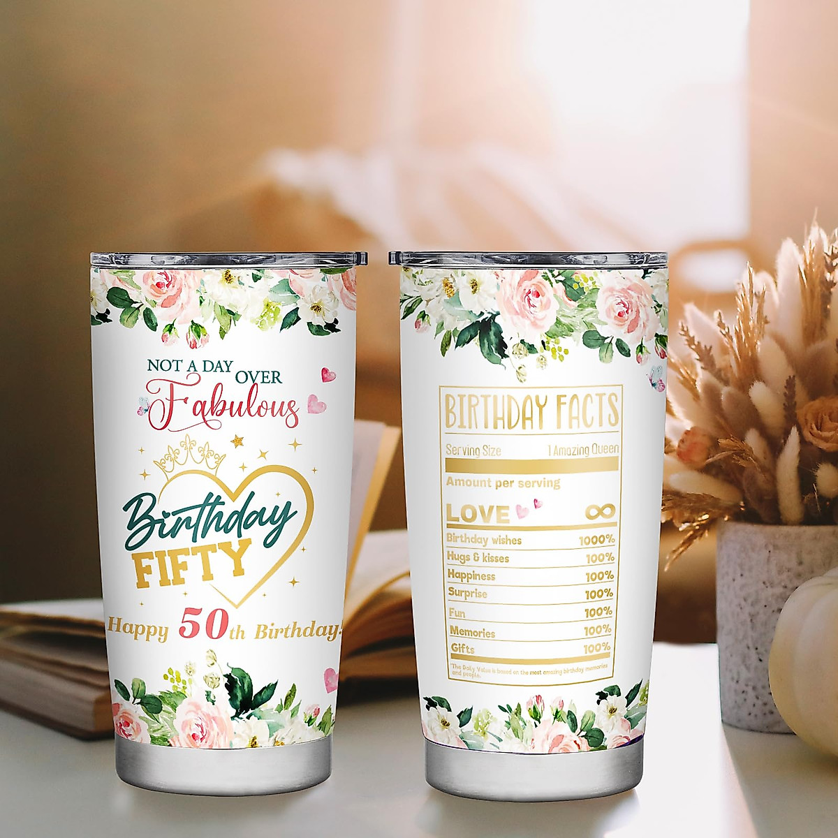 LJWJWLJW 50th Birthday Gifts for Women Cups - Best 50th Birthday Gift Ideas Cups - Happy 50 Year Old Birthday Gift Cups -1973 Birthday Gifts - 50th Birthday Decorations for Her-20 OZ Cups