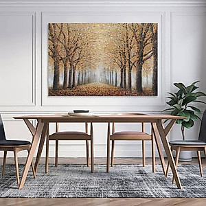 Tree Wall Art Hand Painted Forest Oil Painting Yellow Woods Art Autumn Landscape Home Decor Great Wall Art Paintings Canvas Wall Decor Home Decor Living Room Decor Aesthetic 24x36inch(60x90cm) Unfra