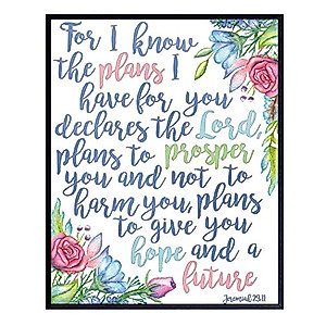 Jeremiah 29 11 Wall Art - For I Know the Plans I Have for You - Christian Inspirational Wall Decor - Religious Wall Art - Bible Verse Gifts - Catholic Wall Decor for Women - Scripture Wall Art