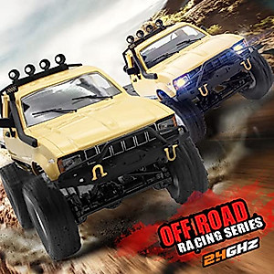 Mostop RC Crawler C14 Rock Crawler RC Truck 4x4 Climbing Vehicle with 2 Batteries, 1:16 Scale 2.4Ghz Remote Control Car Waterproof All Terrain Rock Crawler RC Car with Cool Light, 4WD Offroad Car