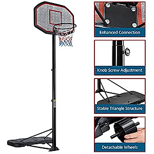 Yaheetech Basketball Hoop Indoor Portable Basketball Hoop Basketball Goals Outdoor 10 ft Height Adjustable Basketball Net Stand with 43 inch Basketball Backboard