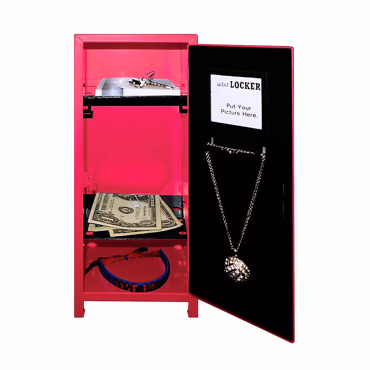 Mini Locker with Lock and Key Hot Pink -10.75" Tall x 4.125" x 4.125"