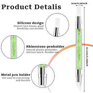 8 PCS Silicone Nail Art Acrylic Pen Brushes Rhinestone Nail Polish Carving Pen Dual Tipped Rubber Tip Nail Brushes for Design Nail Foil Carving Drawing and 3D Effect Shaping Drawing Dotting Tools