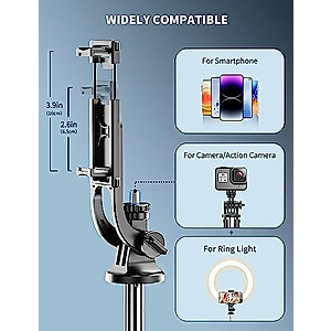 71" Phone Tripod & Selfie Stick, All in One Extendable Cell Phone Tripod with Wireless Remote, Tripod Stand for iPhone & Travel Tripod 360° Rotation Compatible with iPhone Android Phone, Camera