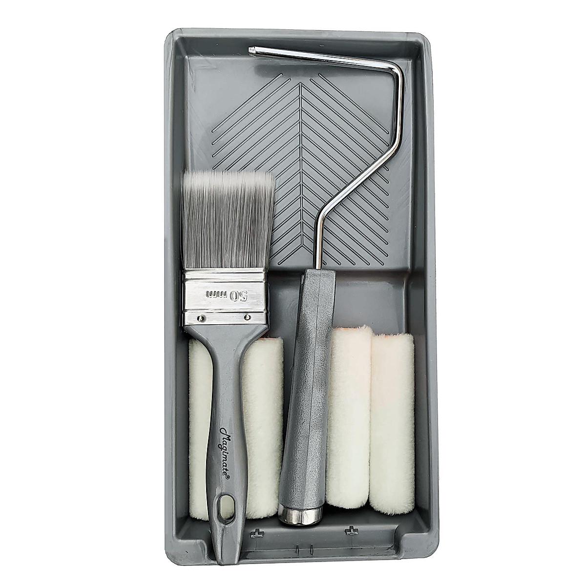 Magimate Small Paint Roller Set with Short Nap Roller Covers, 2 inch Paint Brush and Mini Paint Tray for Household Painting Touch-ups, Cabinet and Craft – 4 inch Paint Roller Kit (7-PK)