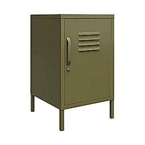 REALROOMS Shadwick 1 Door Metal Locker Style Livingroom End Table, Olive Green