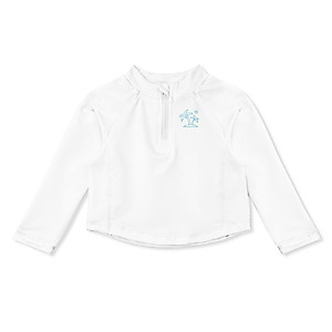 BesserBay Unisex Baby UV Raglan Long Sleeve White Beach Rash Guard Shirt Front Half Zip UPF 50+ Swimwear Sun Top 12-18 Months