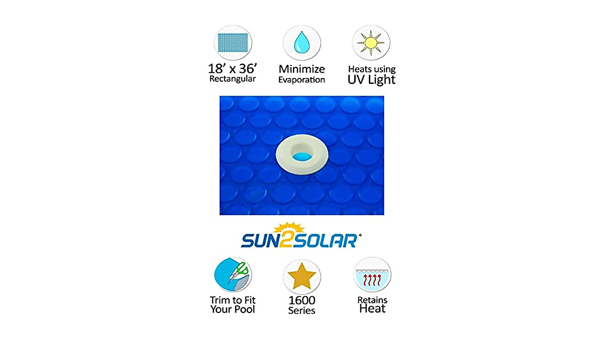Sun2Solar Blue 18x36 Solar Cover - Retain Heat & Minimize Loss