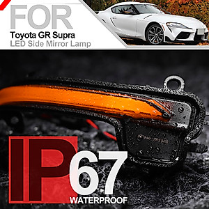 LED Dynamic Side Mirror Turn Signal Lights for 2020-2023 Toyota GR Supra Smoked Lens Sequential Turn Signal Lights Indicator Accessories LED Side Mirrors Marker Lamps