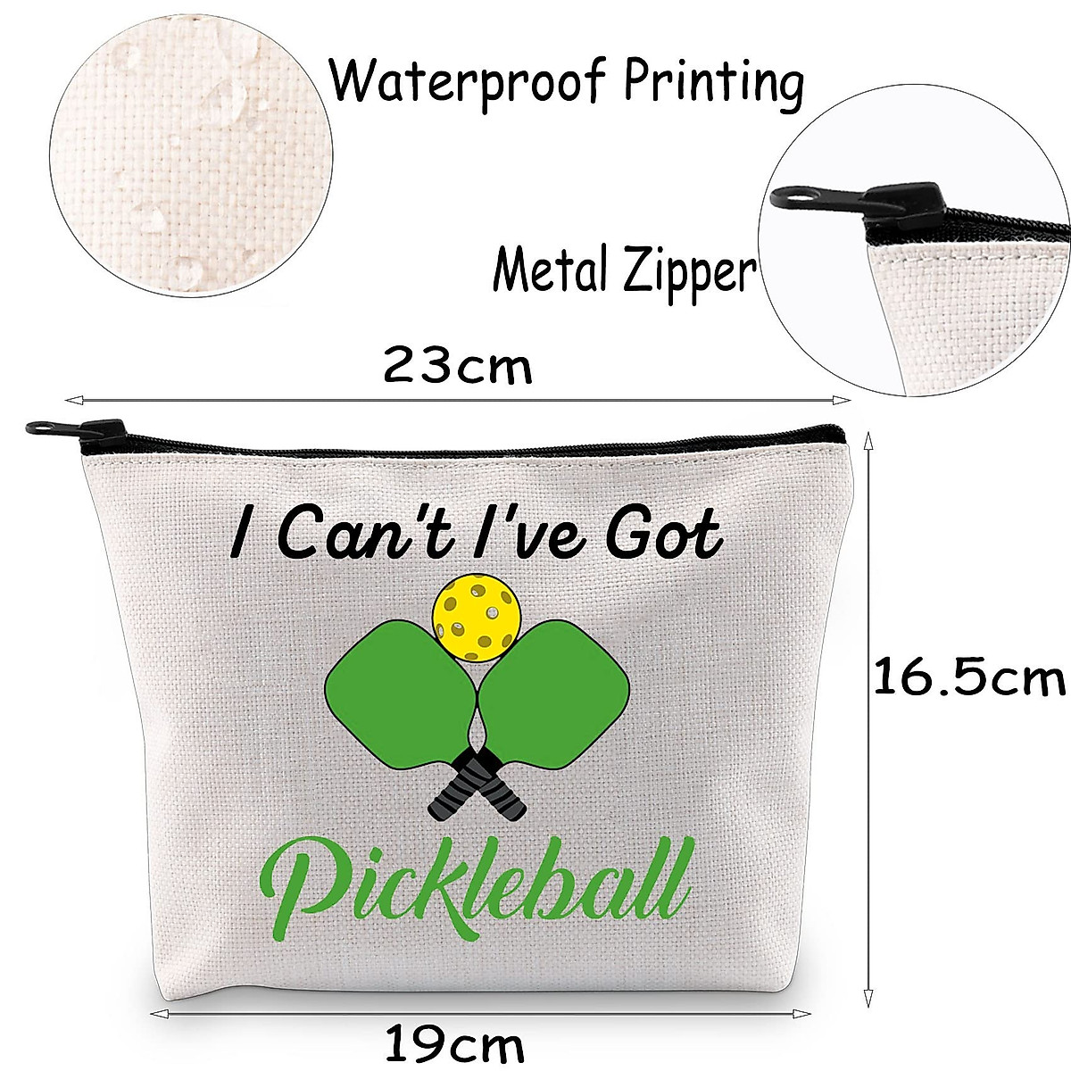 MNIGIU Pickleball Lover Gift Pickleball Player Makeup Bag I Can't I've Got Pickleball Zipper Pouch (Pickleball bag)