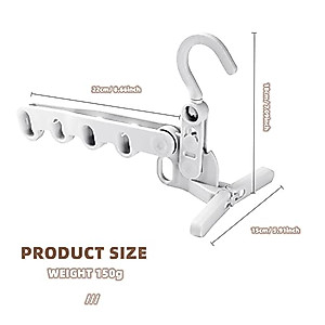 Foldable Clothes Drying Rack for Business Trip Portable Travel Hanger for Hotel Home Rotary Clip-on Hanger Holder Wall Mounted Clothes Bar with 5 Holes for Balcony Bathroom Bedroom Laundry Room, Grey