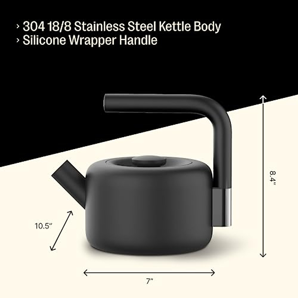 Fellow Clyde Stovetop Tea Kettle - Modern Twist on a Whistling Teapot, Stainless Steel Kettle, Matte Black, 1.7 Liter